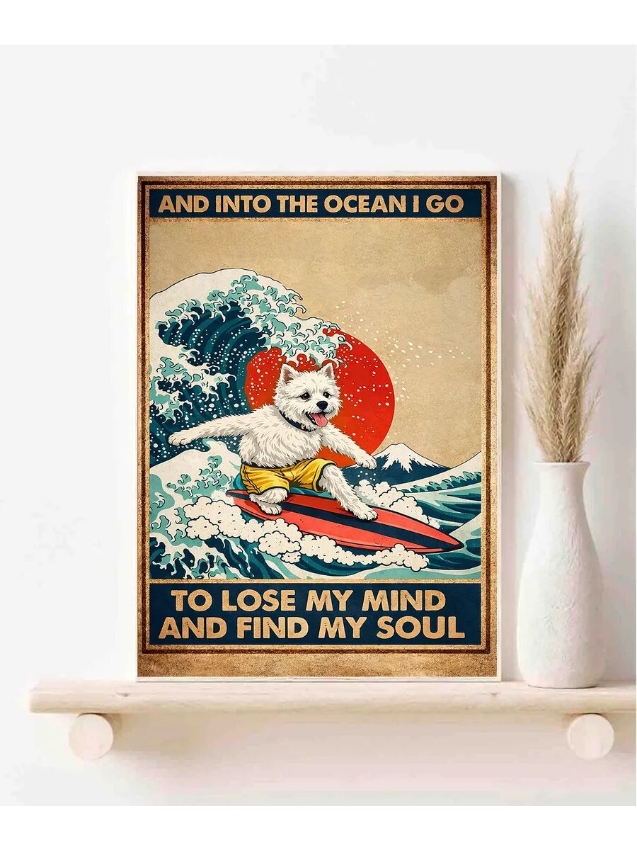 Вест-хайленд-уайт-терьер, SURFING, Плакат 30x42см