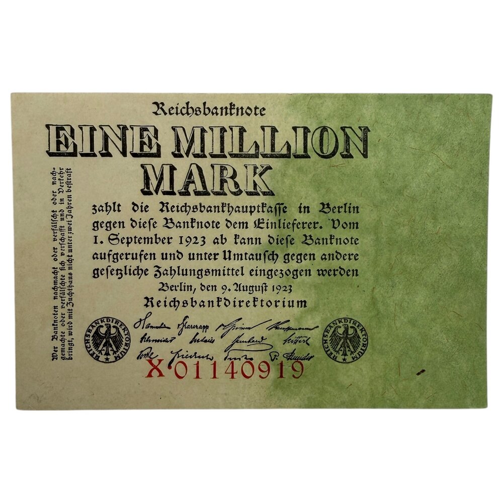 Веймарская республика (Германия) 1000000 (1 миллион) марок 1923 г. (09.08 Тип 1) (Серия X)