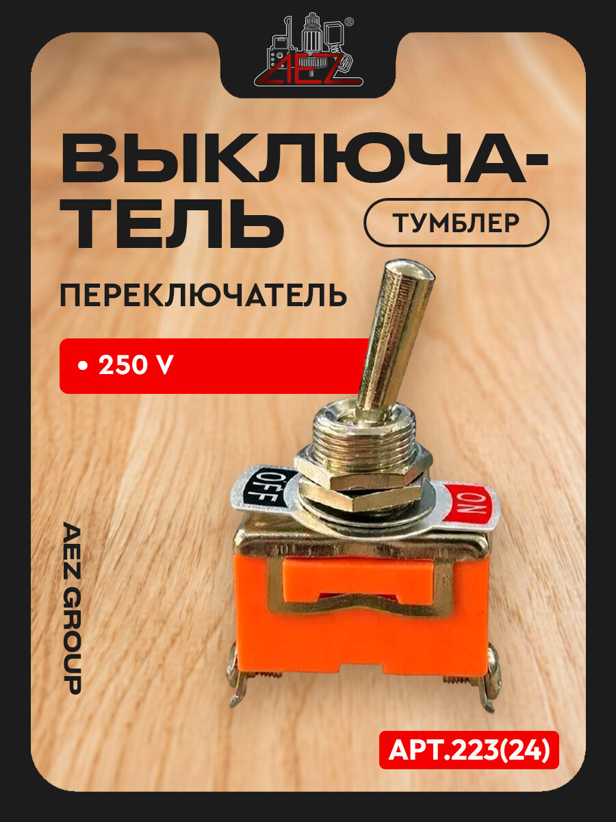 Тумблер (выключатель) E-TEN1021, 250 V, 15А, 2 pin, клеммы под винт