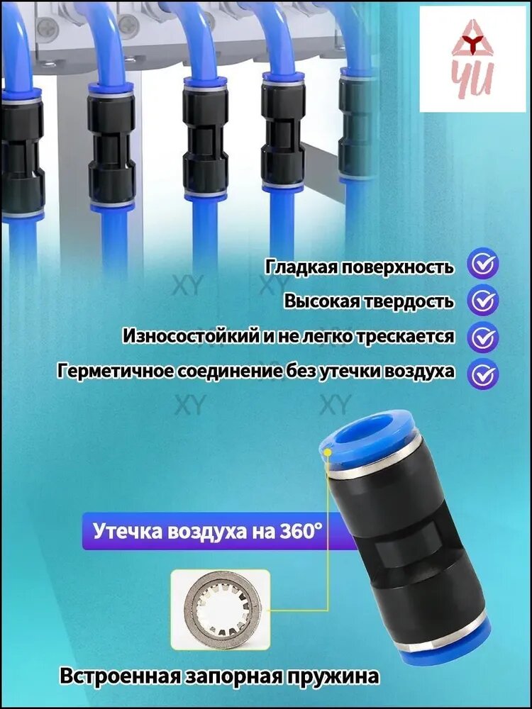 Набор пневматических фитингов 4, 6, 8, 10, 12 мм, 50 шт. — фото 1