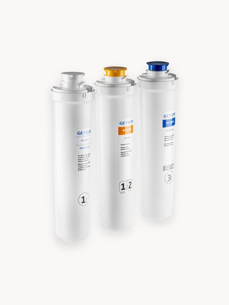 Комплект картриджей Гейзер Смарт, умеренно жесткая вода, подходит к фильтрам Оптима и Смарт, 50105