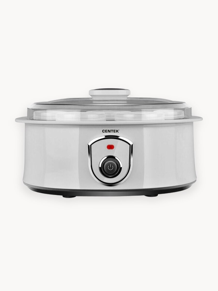 Йогуртница CENTEK CT-1442 White, 7 стекл. баночек, прозрачная крышка.