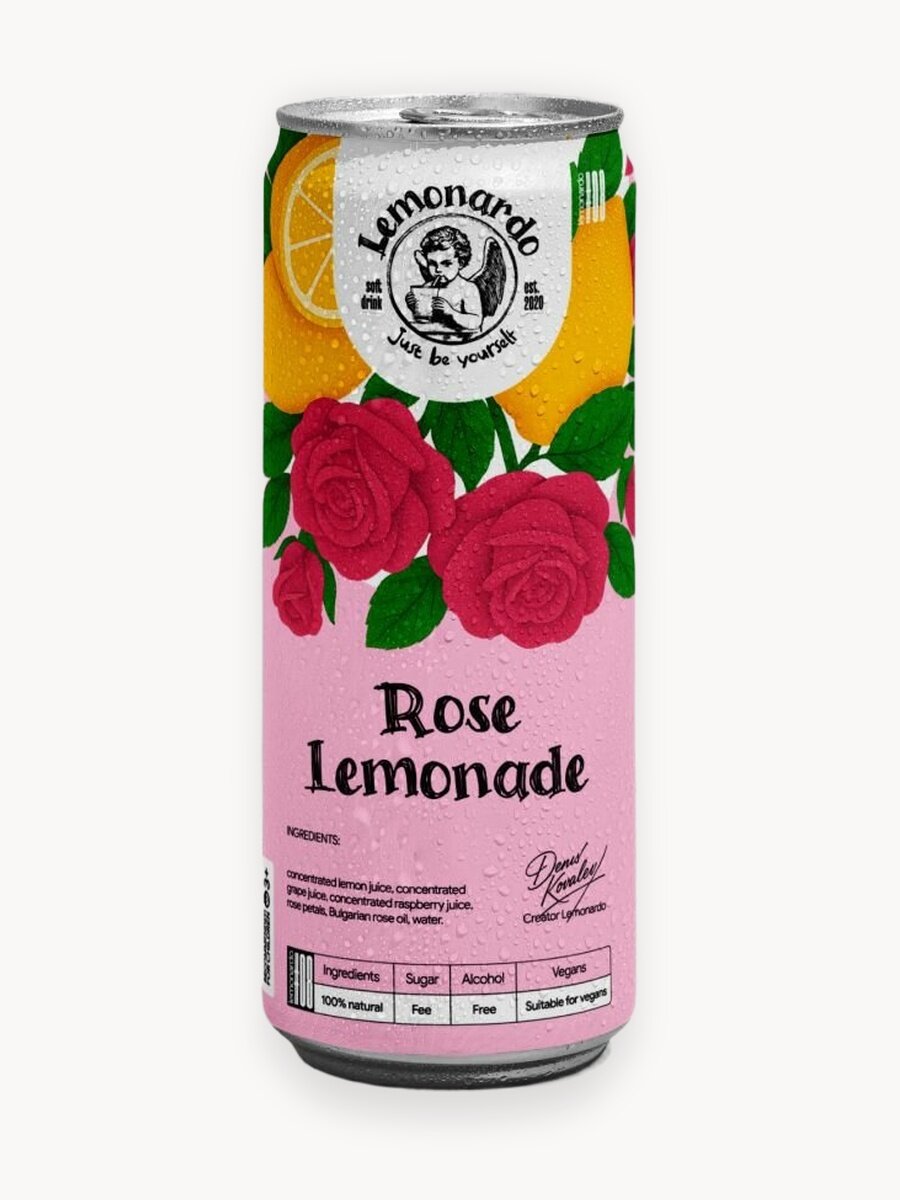 Lemonardo Лимонад без сахара Роза, 12шт х 330мл