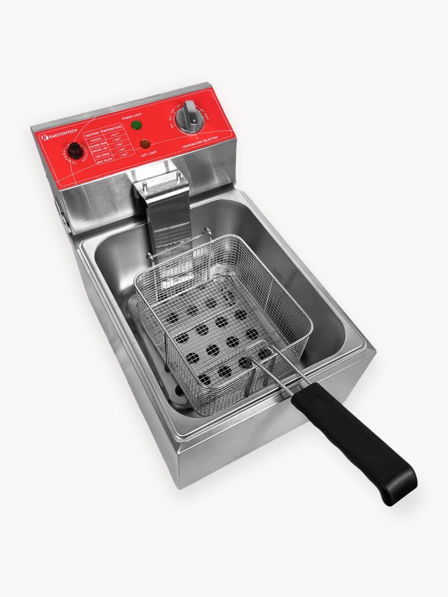 Фритюрница профессиональная KARSTONTECH KS-F60, нержавеющая сталь, 2500Вт, регулировка температуры