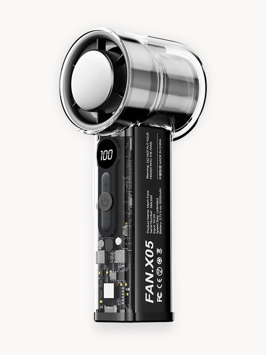 Xiaomi Transparent Mecha Style Мини-вентилятор, Black