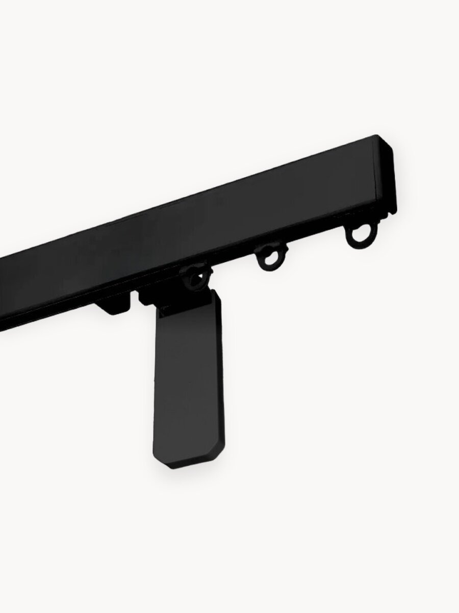 Карниз для штор на окно профильный однорядный на кронштейне 10 см, черный, 220 см.