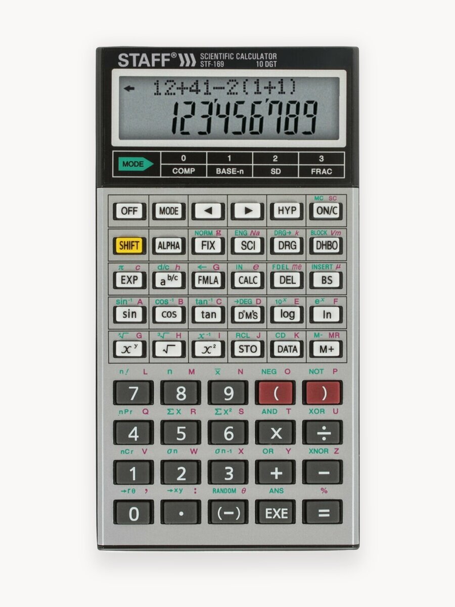 Калькулятор инженерный непрограммируемый научный Staff Stf-169 (143х78 мм), 242 функции, 10+2 разрядов, 250138
