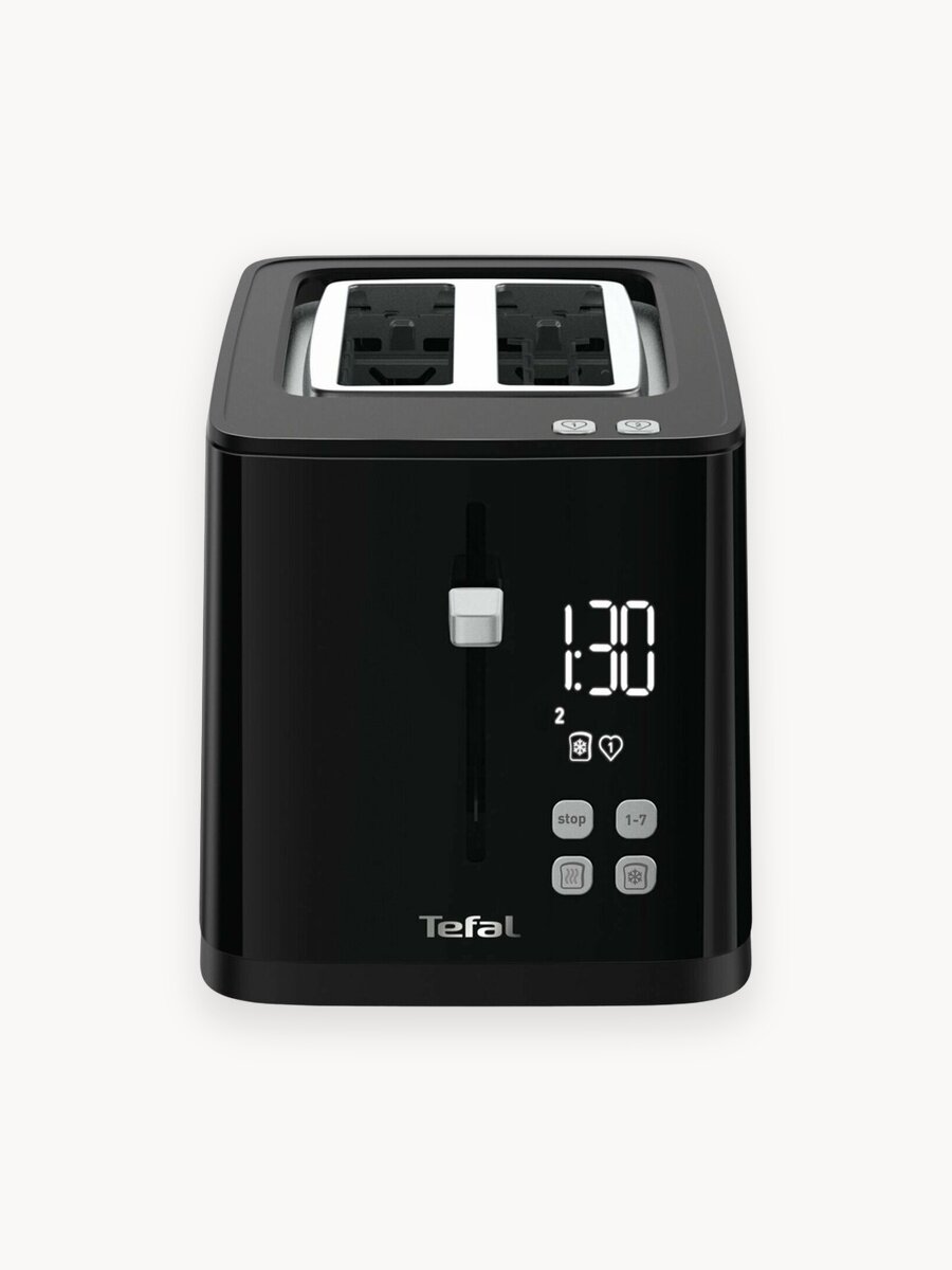 Тостер для хлеба Tefal Smart&Light TT640810, с 7 уровнями подогрева, высоким подъемом, поддоном для крошек, 850 Вт, черный