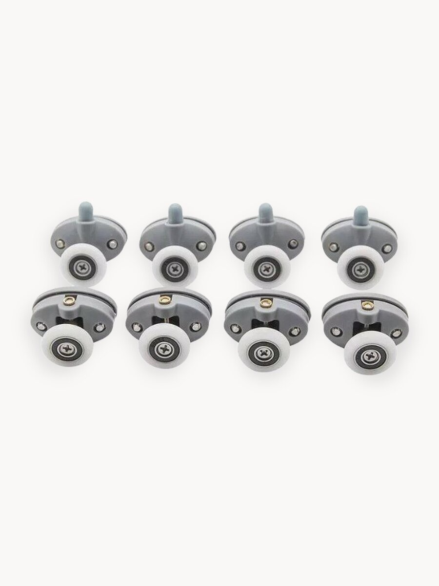 Ролики для душевой кабины 23мм на два отверстия в стекле 26мм, комплект 8шт.