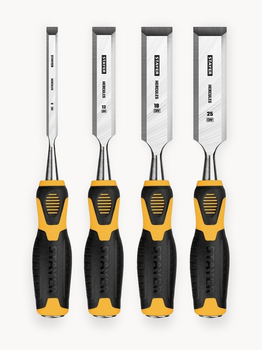 Набор, STAYER, стамесок-долот STAYER Hercules 4 шт. 18205-H4, высококачественной инструментальной стали