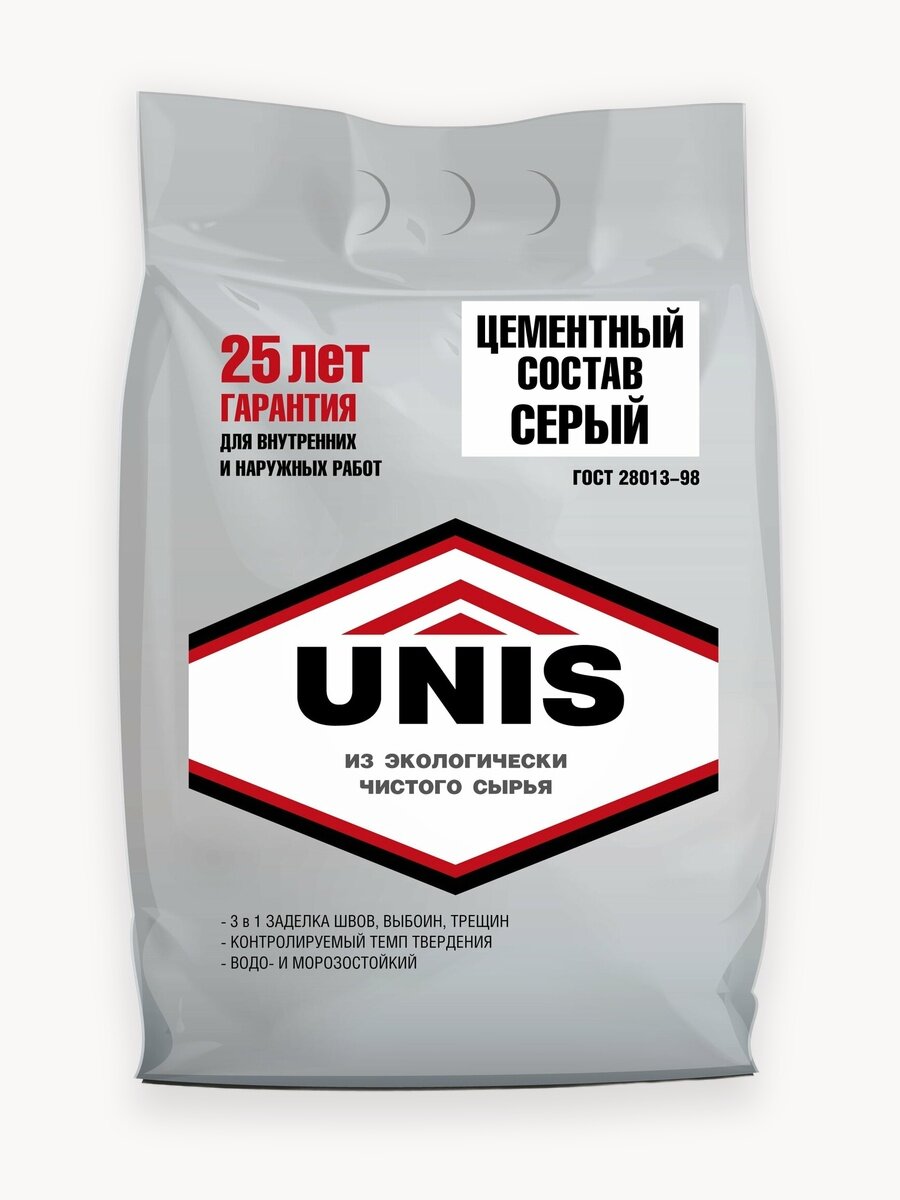 Цементная смесь Unis, морозостойкая, для влажных и сухих помещений, 5кг