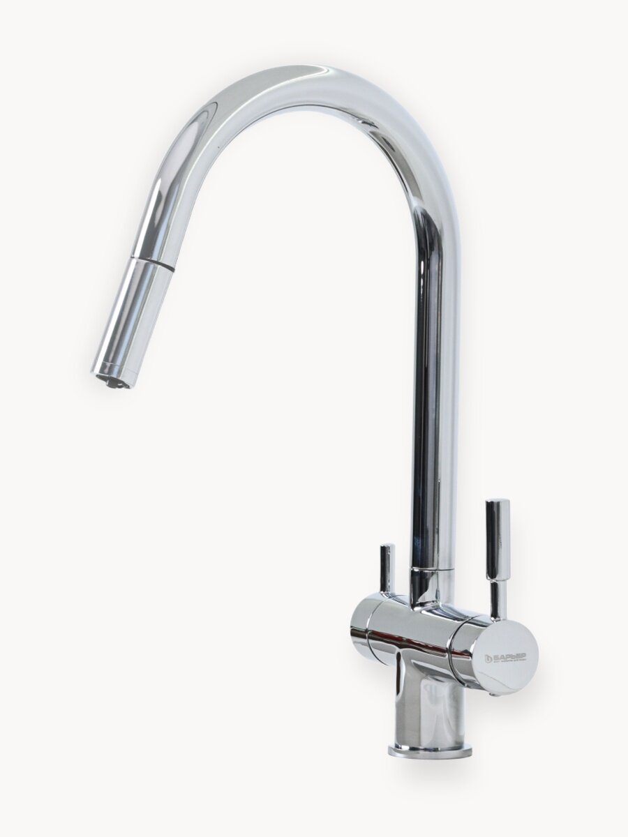 Смеситель для кухни с краном для питьевой воды барьер SAFE FLEX-01АRSS, серебро