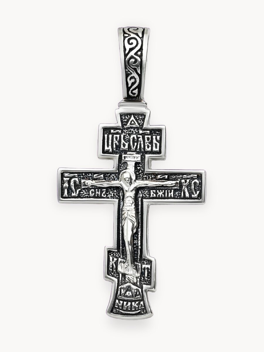 Крестик, серебро, 925 проба, чернение