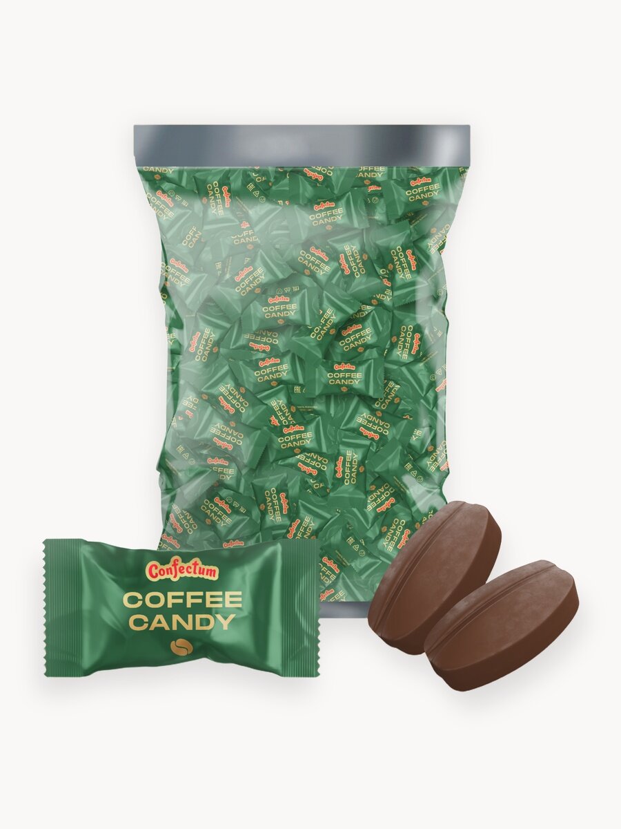 Карамель Confectum Coffee Candy со вкусом кофе в форме кофейного зерна, 500гр