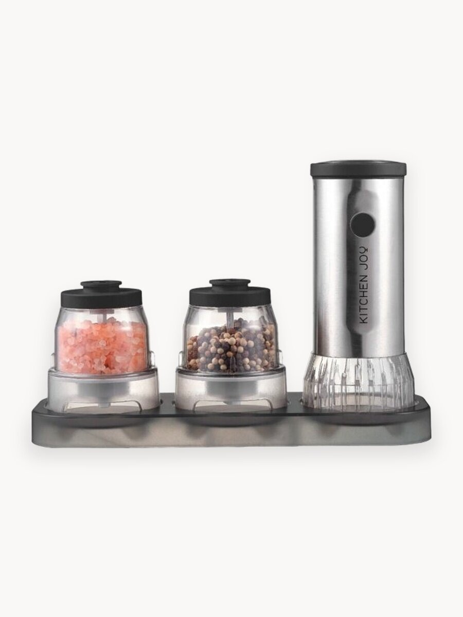 Мельница для специй Kitchen Joy Mill Set электрическая, с двумя стаканами 100 мл, нерж. сталь (KJ-MSB)