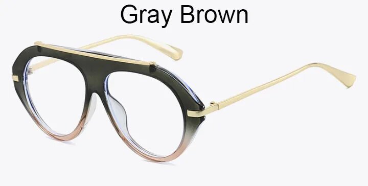 Glocco авиаторы oversize прозрачные линзы для коррекции близорукости Gray Brown, Myopia -500, Серый