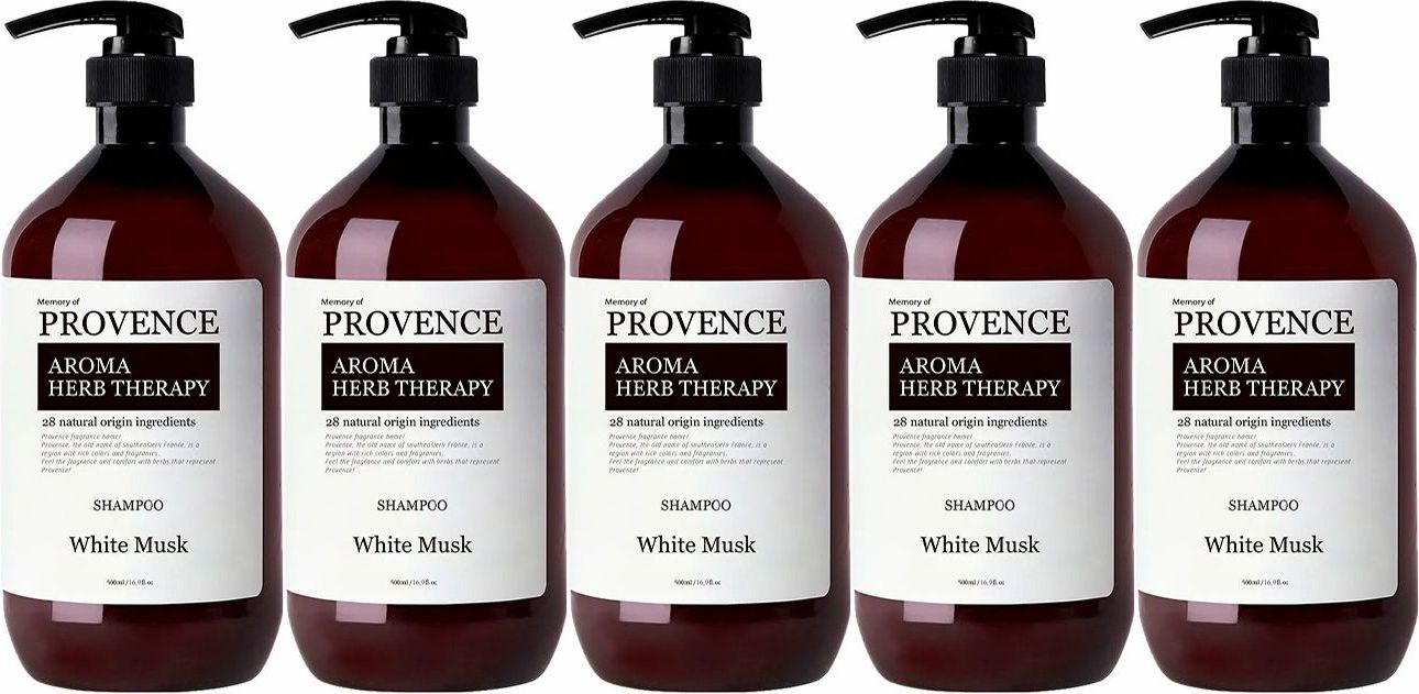 Шампунь Memory of Provence White Musk для всех типов волос, комплект: 5 упаковок по 500 мл