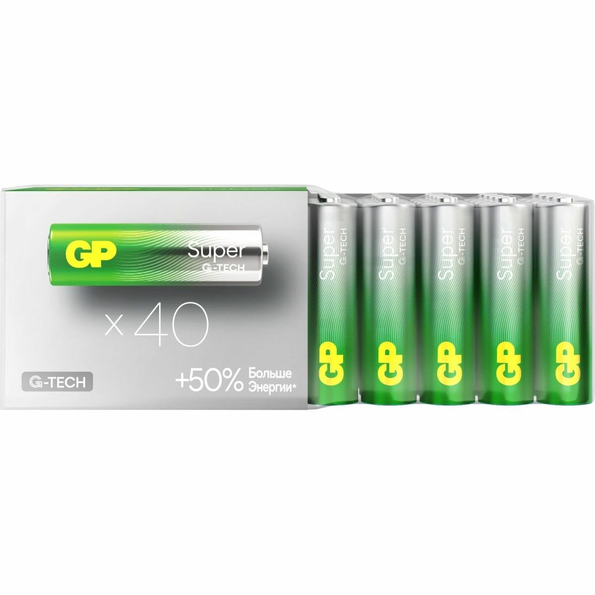 Батарейка GP Super AA/LR06 (1.5 В) алкалиновая (картон, 40шт.) (15A-2CRVS40), 6 уп.