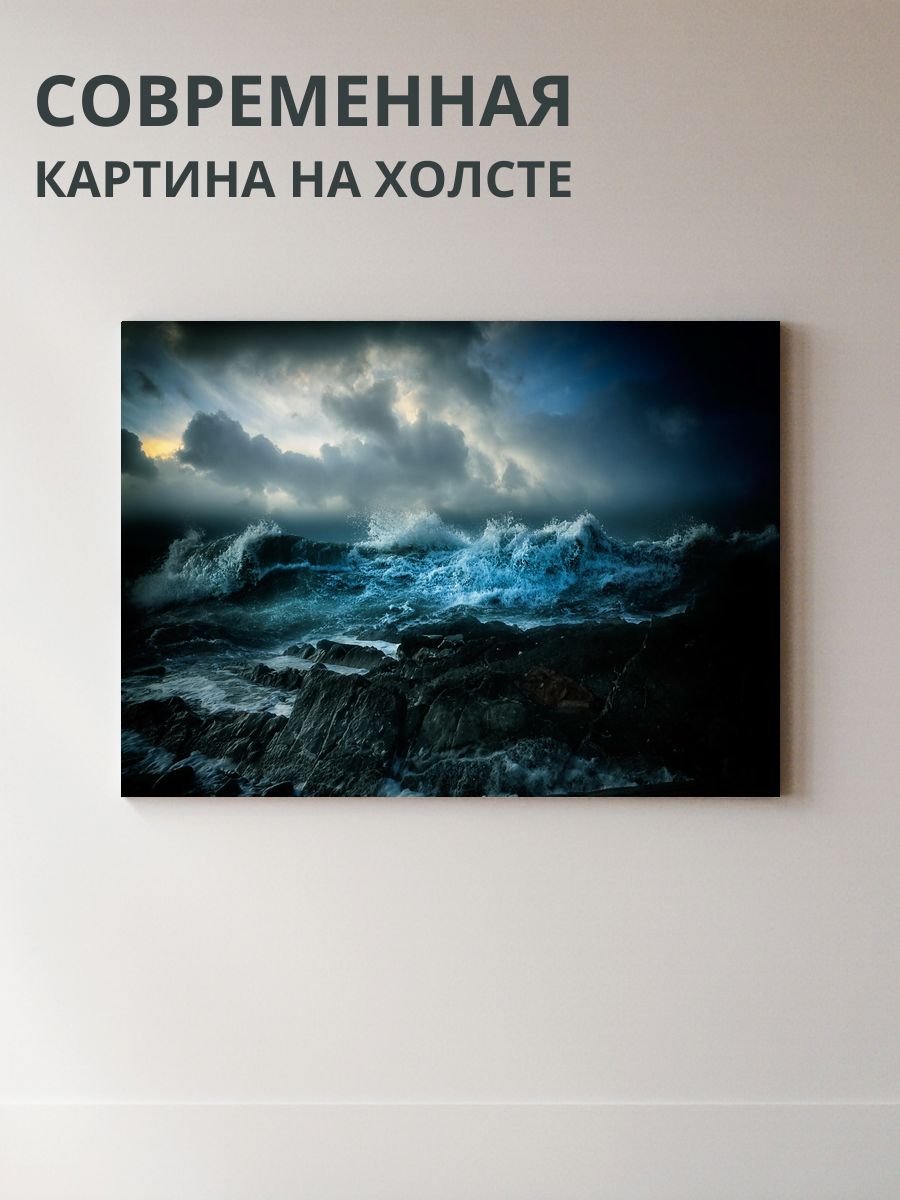 Картина на холсте Волны моря 70x50 см