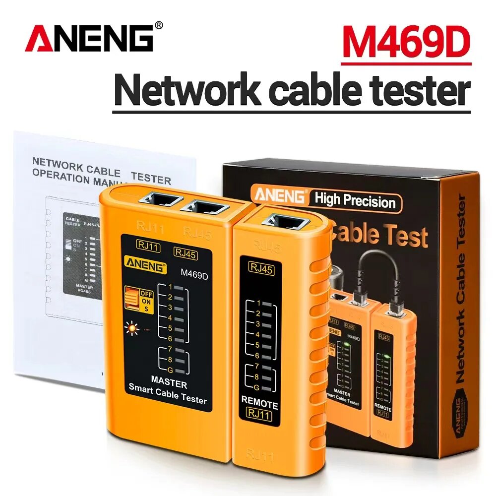 Профессиональный анализатор сети M469D, тестер кабелей LAN RJ45 RJ11 RJ12 CAT5 UTP, инструмент для ремонта сетевого оборудования