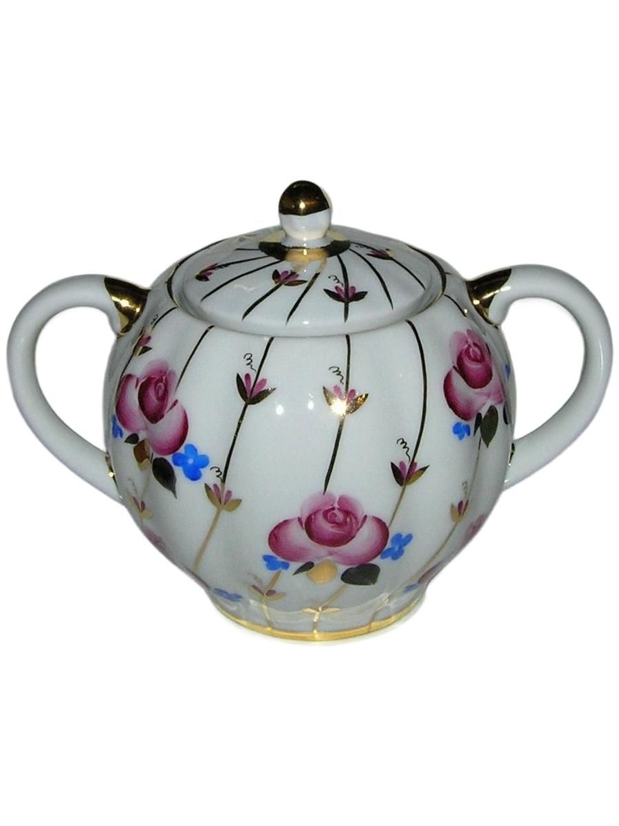 Винтаж СССР. ЛФЗ 1970 - 1986гг. (Ленинградский Фарфоровый Завод). Коллекционная Фарфоровая Сахарница - цветы. Золочение.