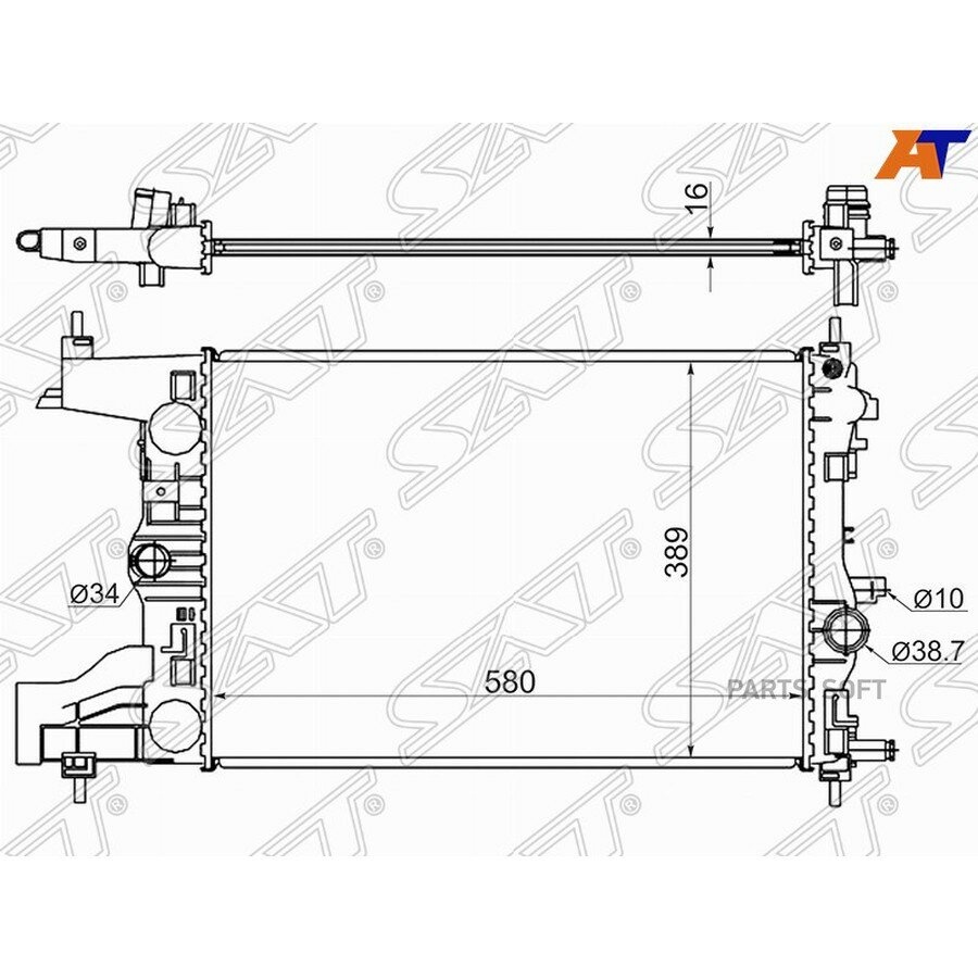 Радиатор Chevrolet Cruze 09-18 / Daewoo Lacetti 08-11 от официального дистрибьютора, SAT, артикул CH0006MT