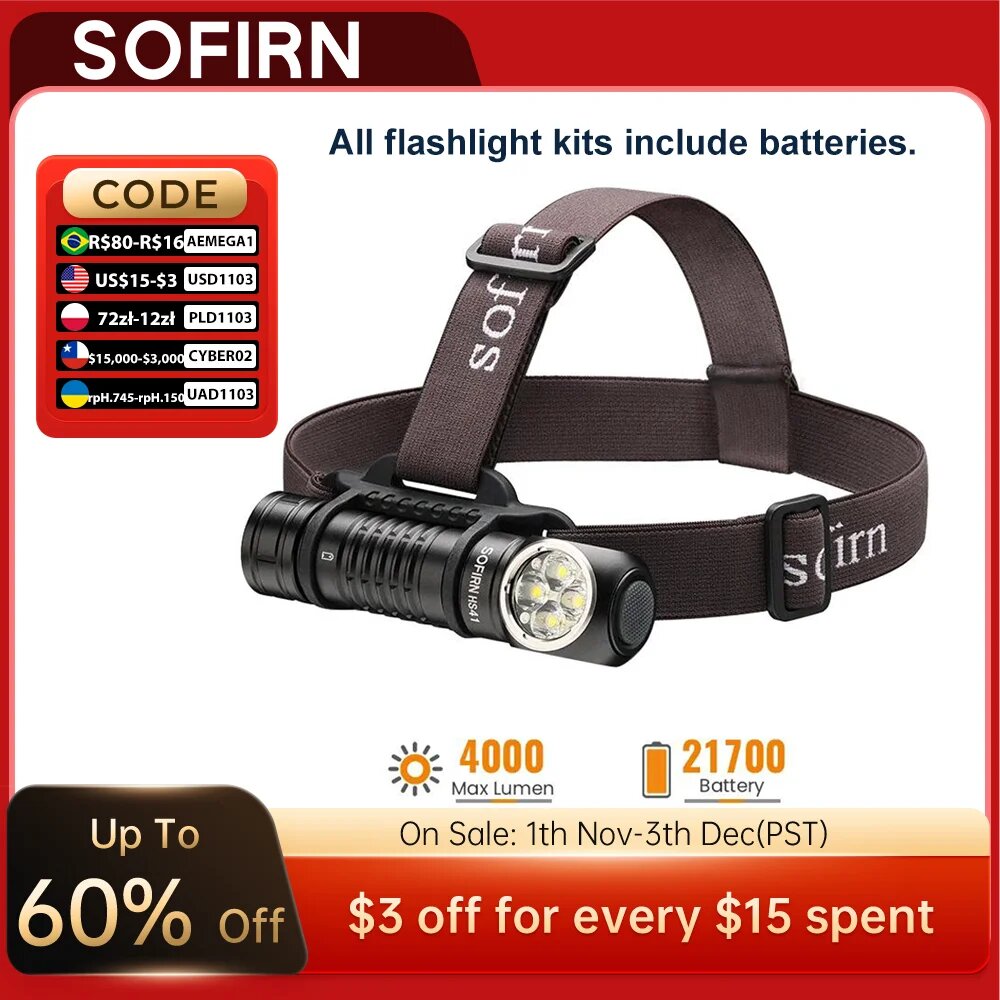 Sofirn HS41 налобный фонарь 5000K