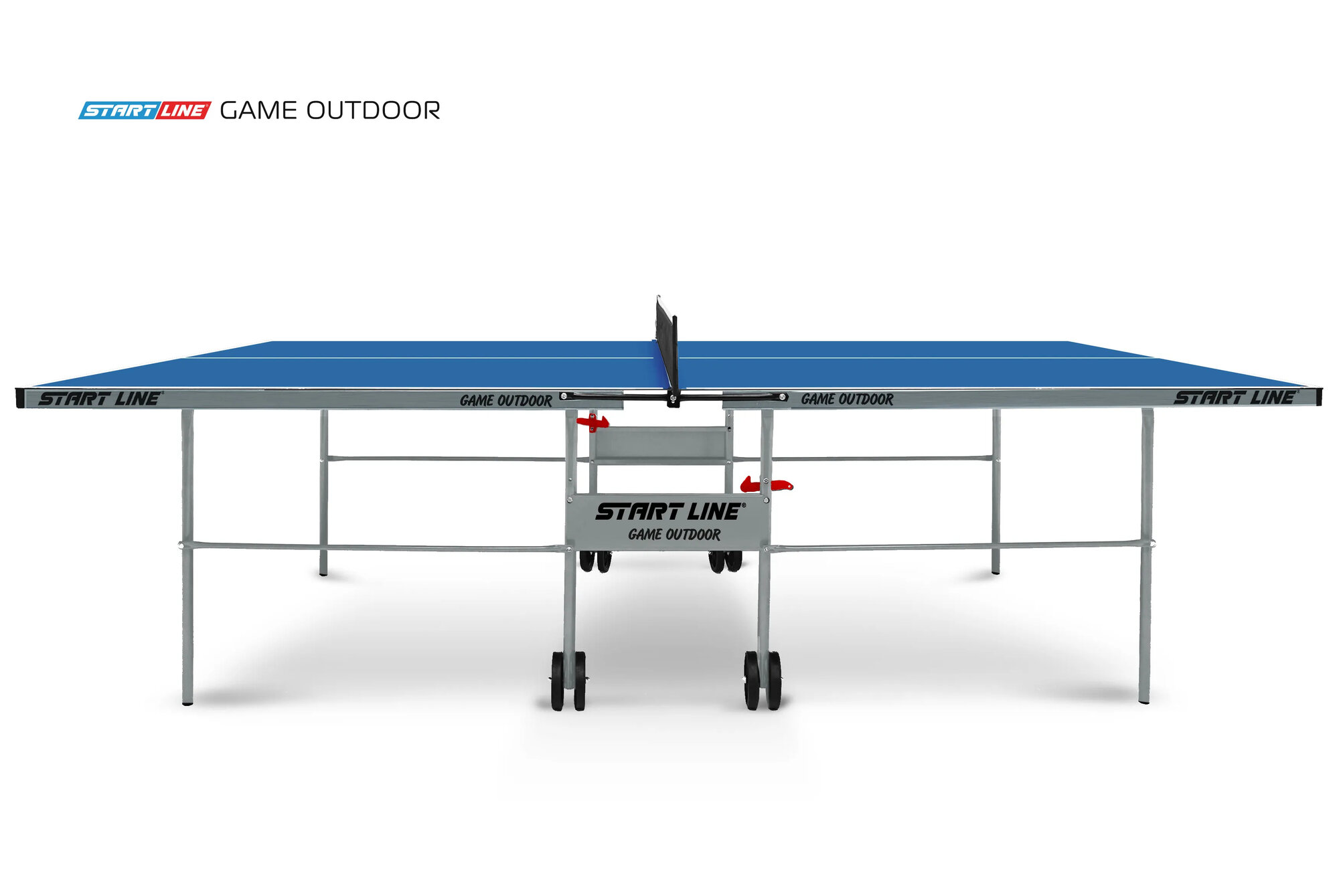 Всепогодный складной теннисный стол Start Line Game Outdoor со встроенной сеткой, синий, столешница АКП 4 мм, 274 × 152,5 × 76 см