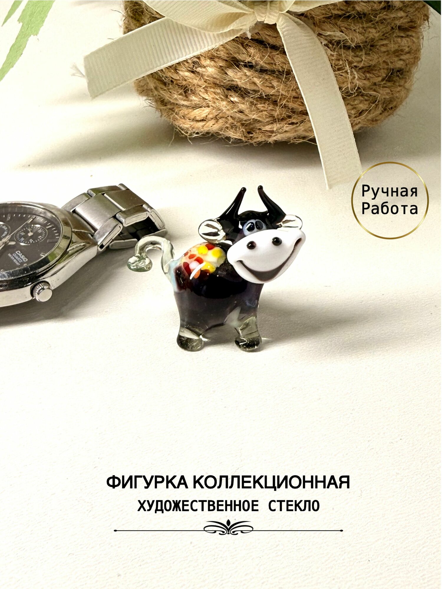 Фигурка коллекционная. Художественное стекло. Коллекция фермерские животные. Корова