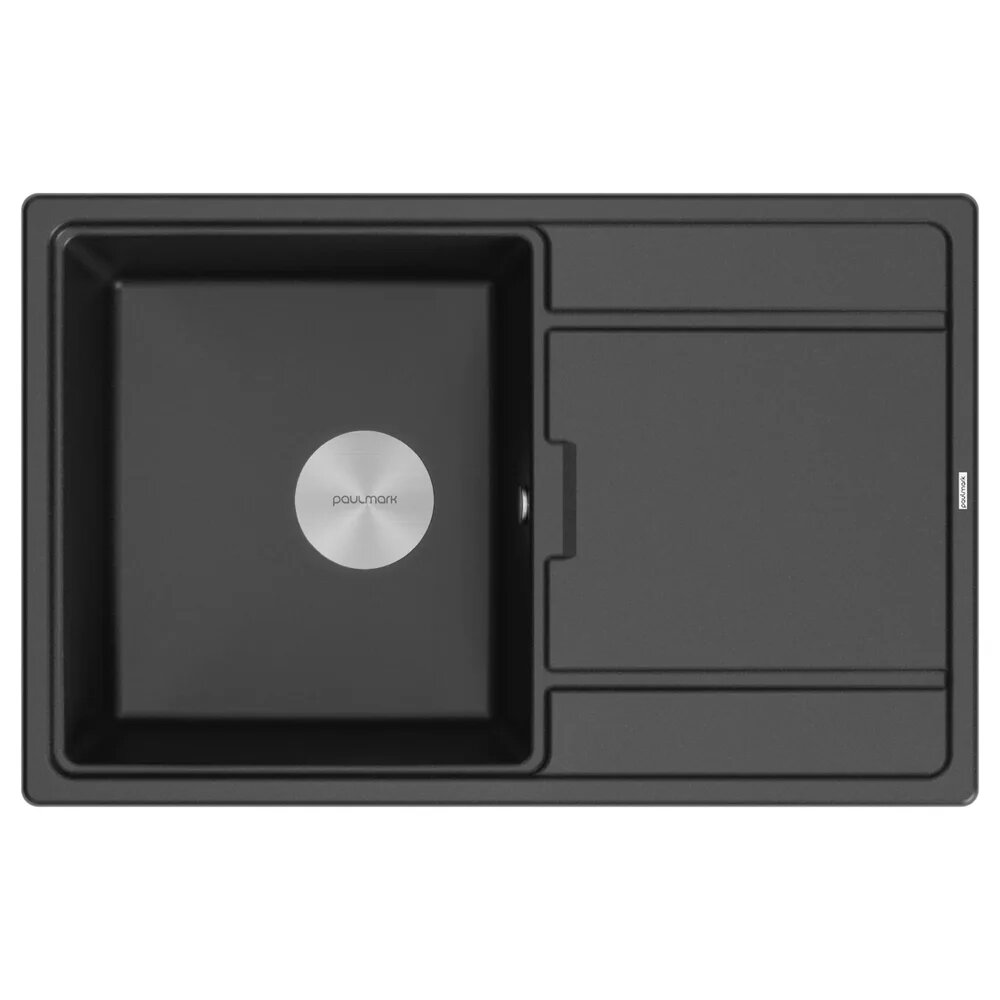 Мойка кухонная Paulmark Flugen 50-780 PM217850-BL 78x50, прямоугольная, мойка для кухни, с крылом, черная, матовая