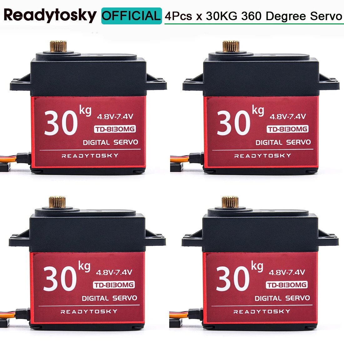 Readyosky 4x 30KG 360° Сервопривод, Красный