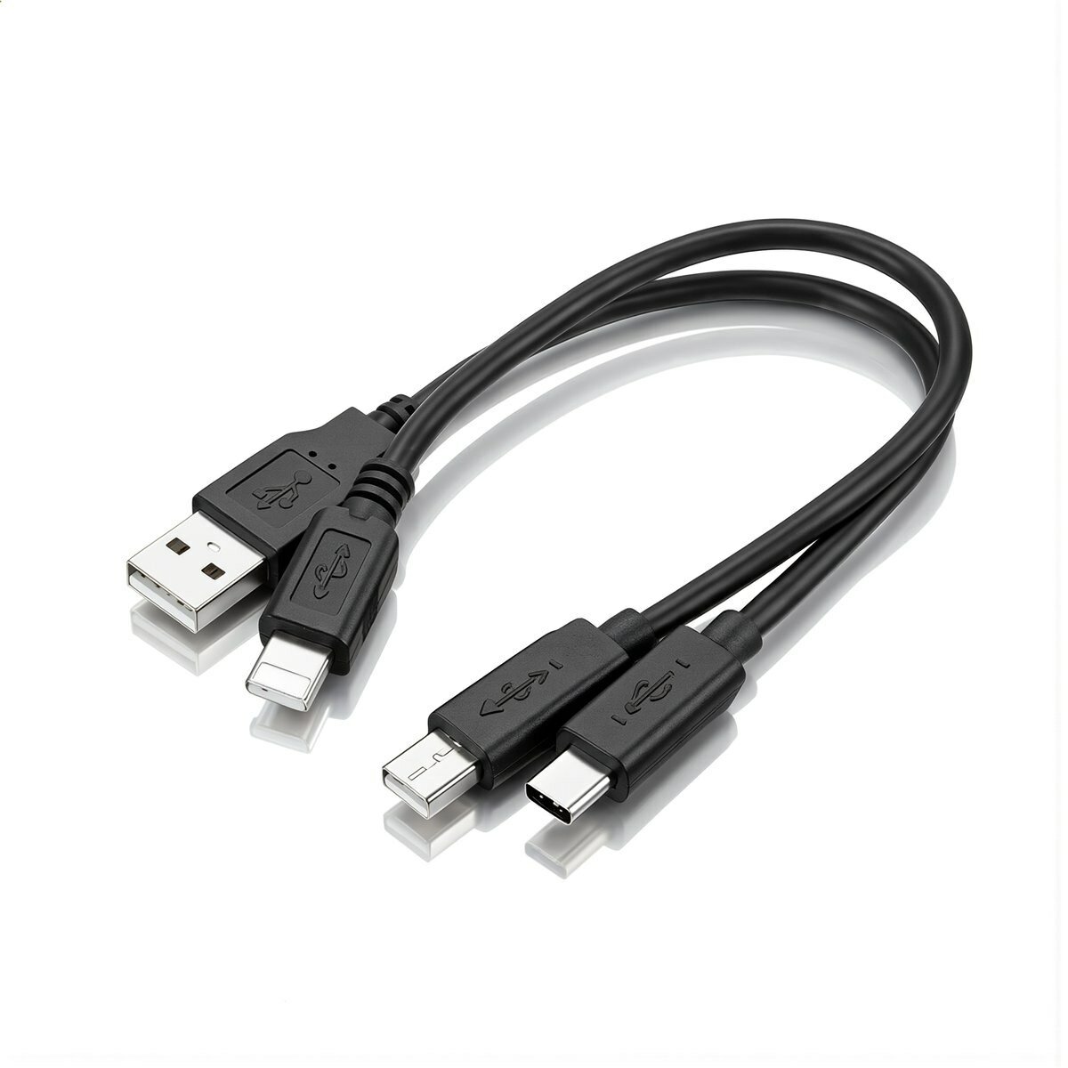 Устройство для подключения периферии USB 2.0 А-А, длина 0.3 метра черный, высокая износостойкость при частом подключении разъемов, 1 м, без ферритового кольца, голый кабель с 8-образной стяжкой