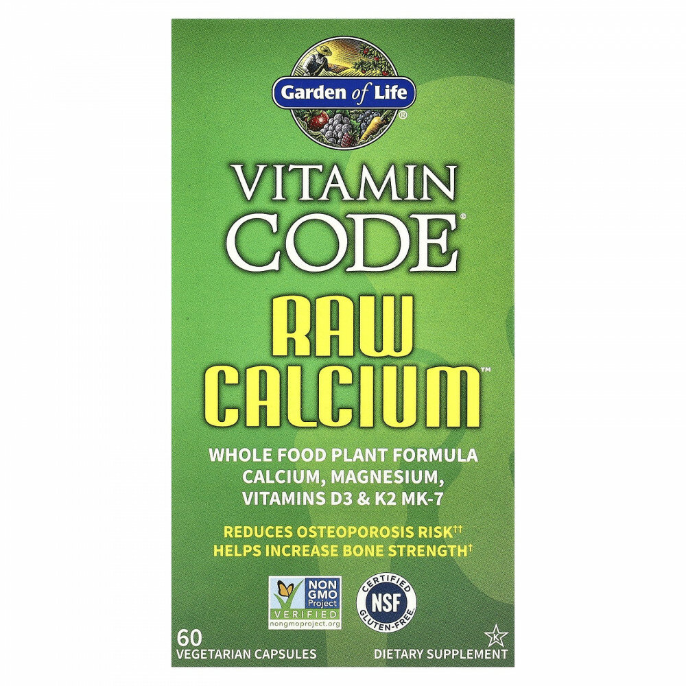 Garden of Life, Vitamin Code®, необработанный кальций ™, 60 вегетарианских капсул
