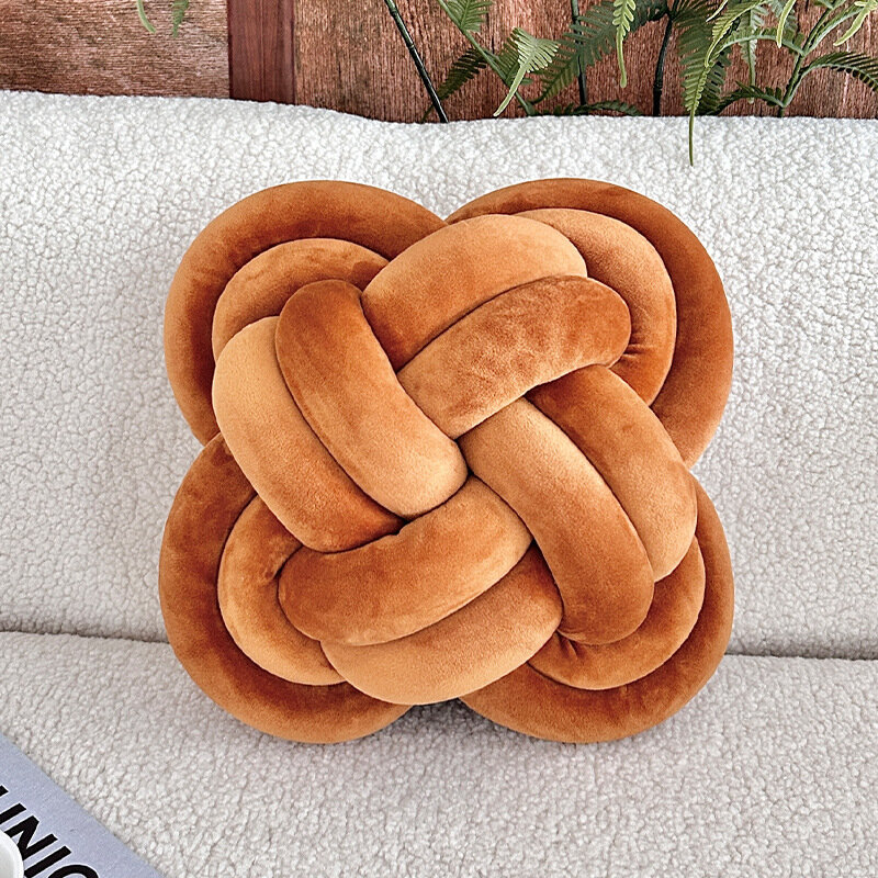 Трансграничная декоративная подушка Amazon из однотонной ткани с узлами, датская подушка с китайским узлом для дивана, кровати, эркера.