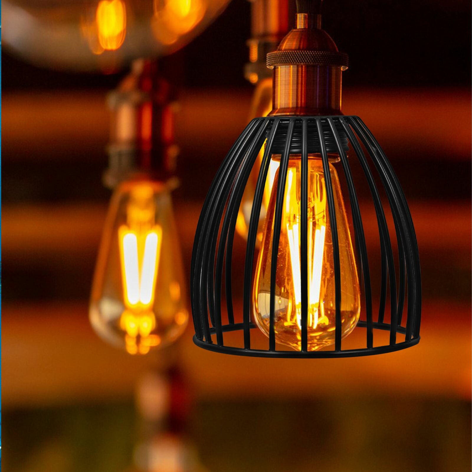 Черный железный декоративный плафон в форме птичьей клетки для дома