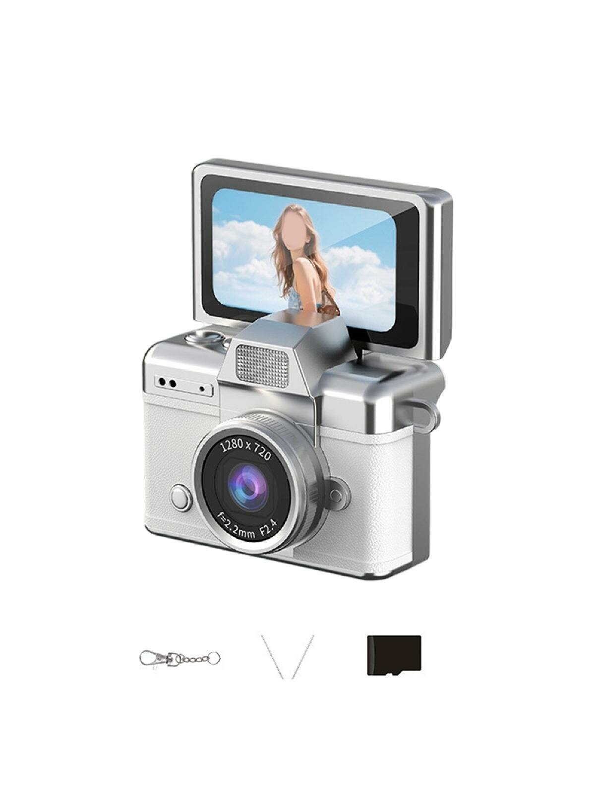 Легкая цифровая камера для студентов и видеоблогеров с откидывающимся экраном и картой памяти 64G в комплекте