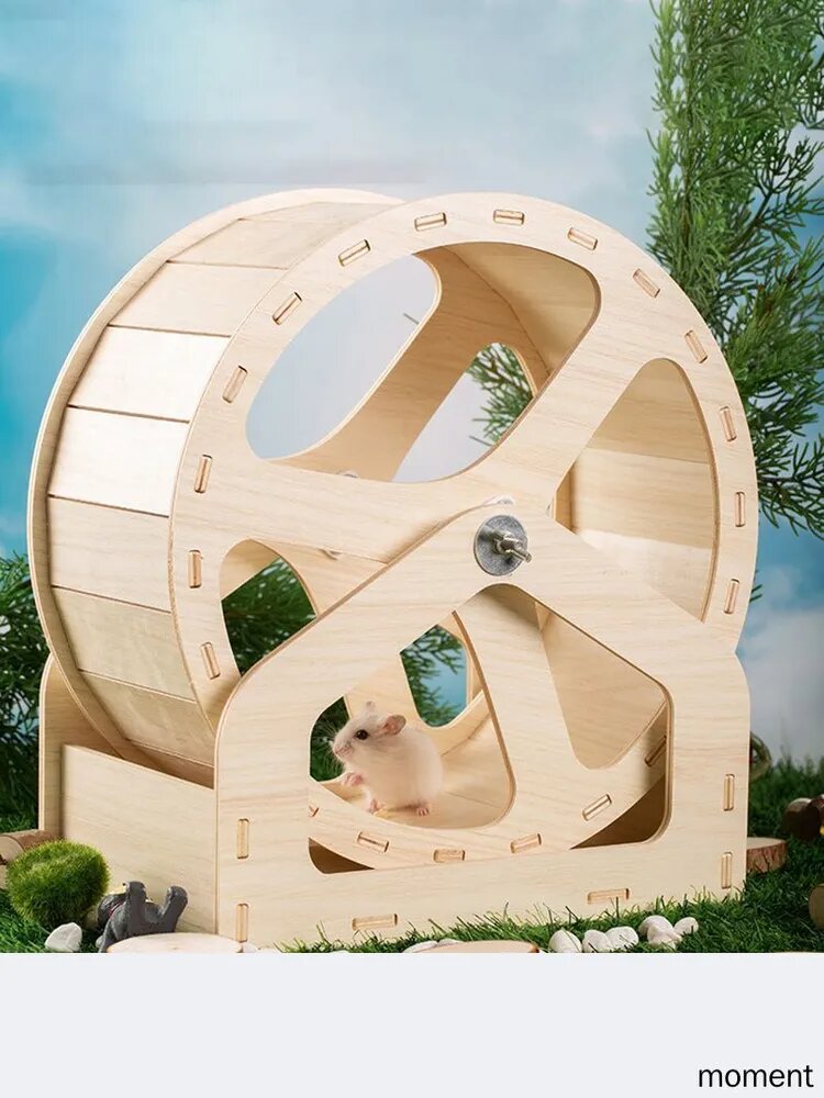 Колесо для Шиншиллы деревянное бежевого цвета 28 см для грызунов