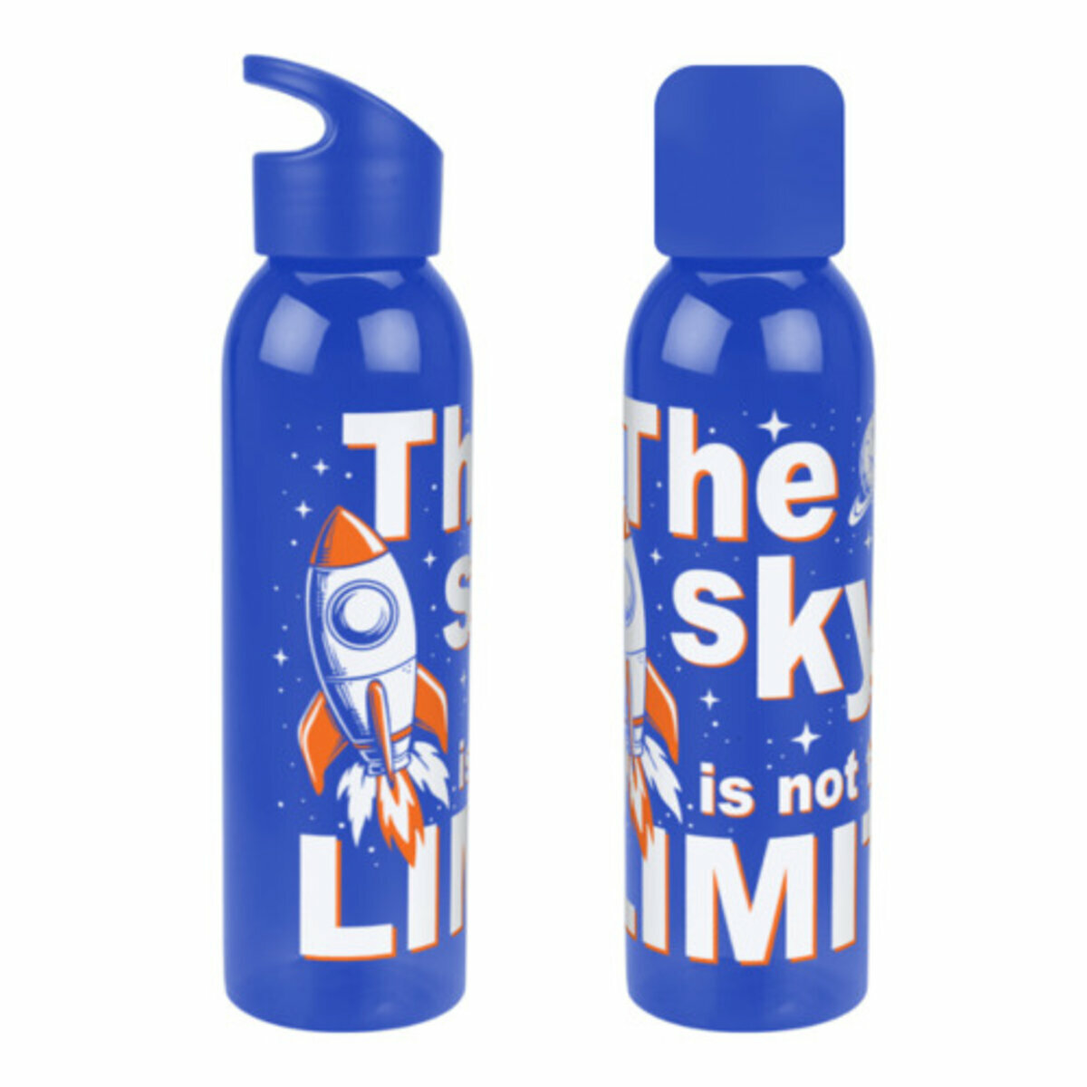 Бутылка для воды «С надписью The sky is not the limit» (синий)