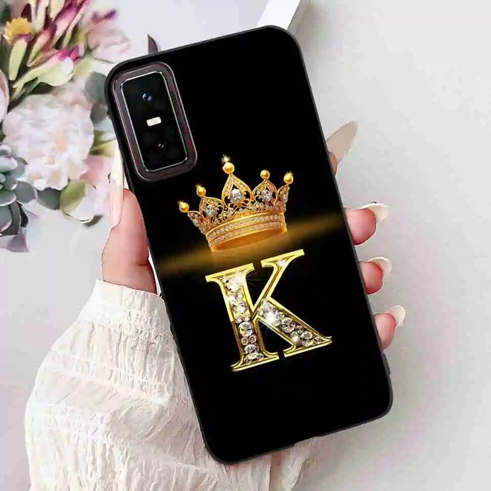 Черный чехол с короной и буквой K для Infinix GT 30 Pro 5G, 9K