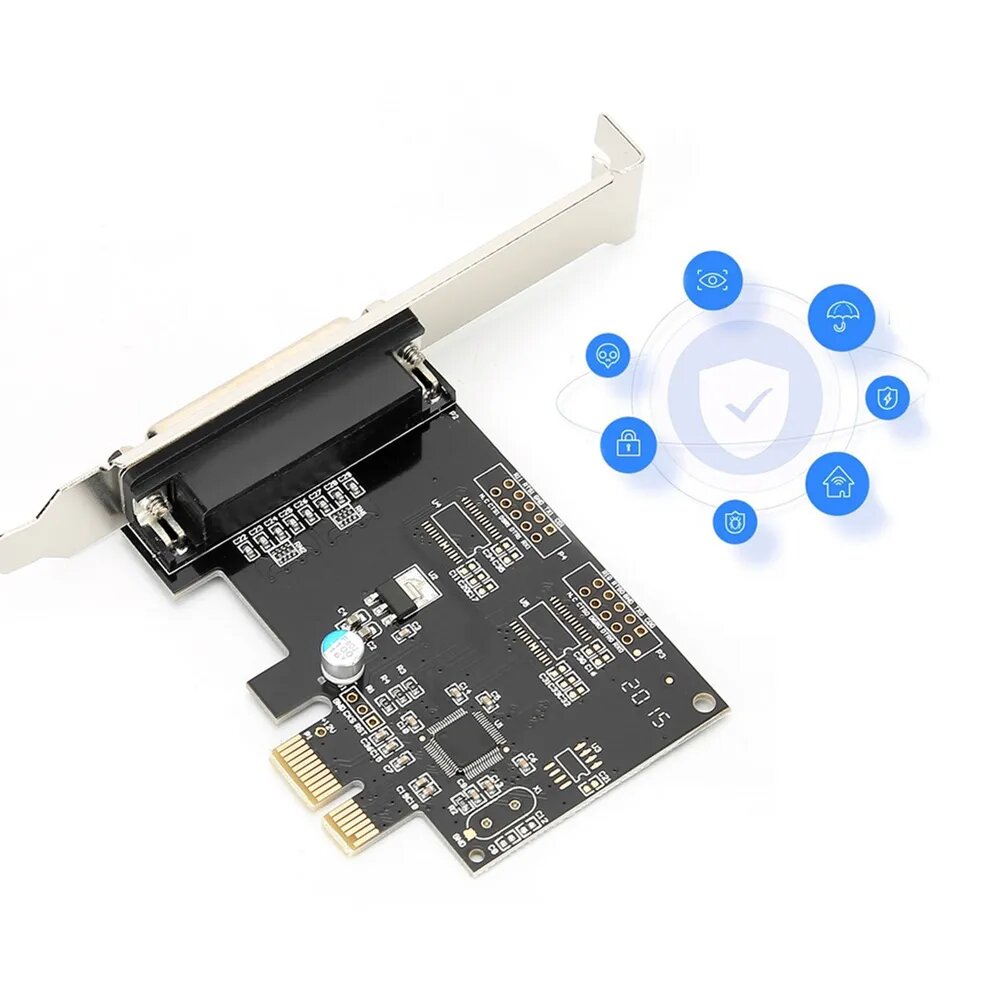 Адаптер PCI-E на LPT порт, карта для принтера, PCI-E to Parallel Port Card, разъем DB25