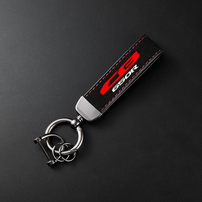 Высококачественный кожаный замшевый брелок для ключей мотоцикла для HONDA CB650R CB650-R black red