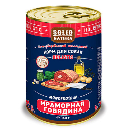 Консервы Солид Натура Беззерновые для собак Мраморная говядина (цена за упаковку) 340г х 6шт