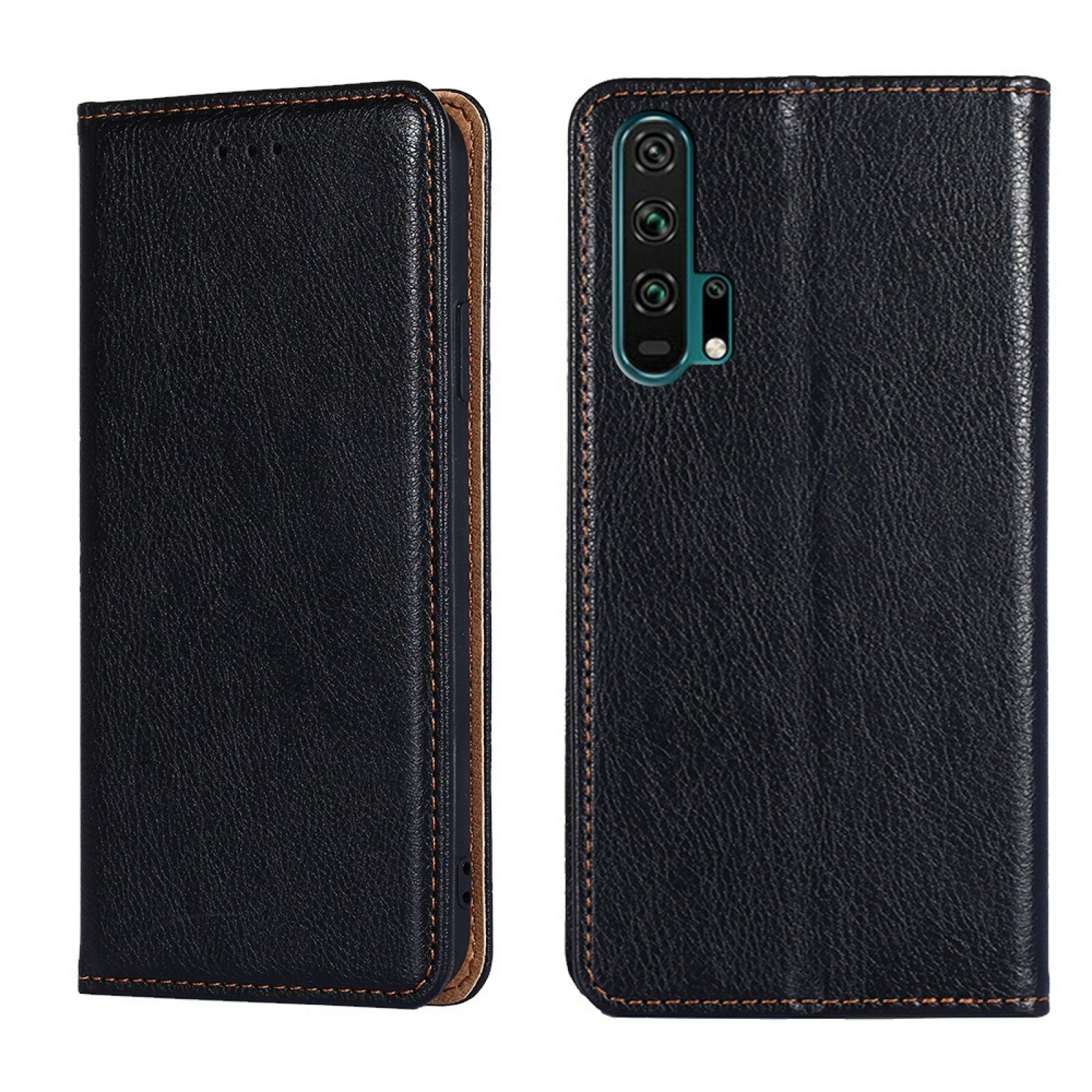 Чехол-книжка MyPads для Honor 20 Pro черный из искусственной кожи с защитой экрана и корпуса