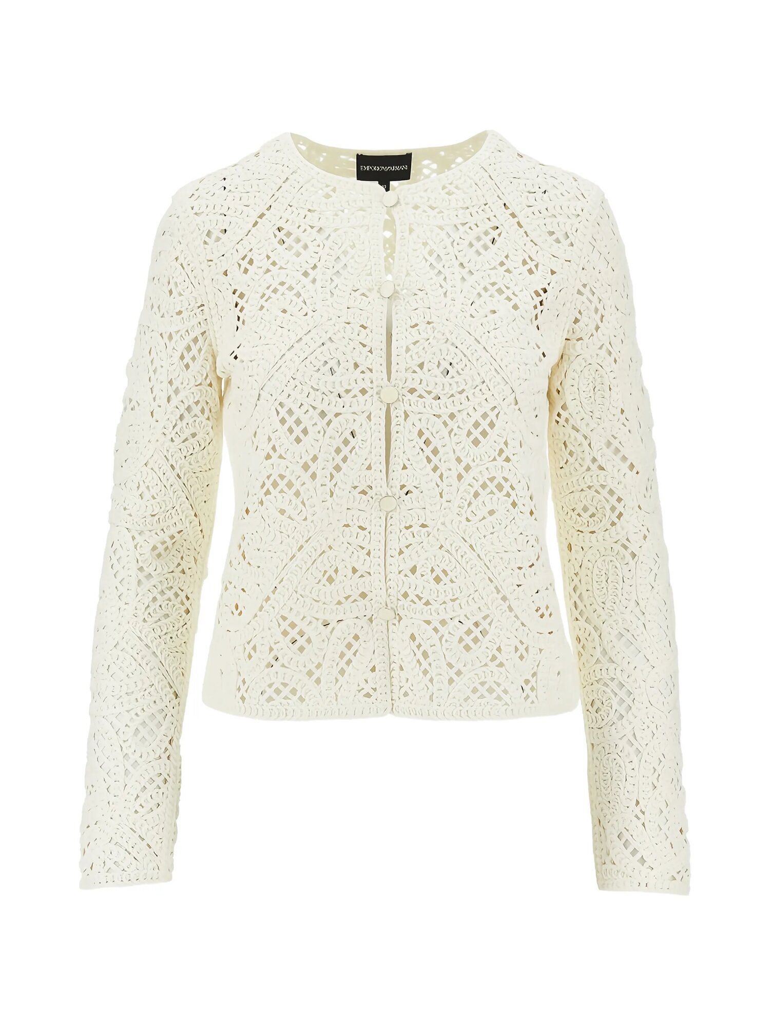 Кардиган EMPORIO ARMANI Macramé buttoned cardigan, размер 44, белый
