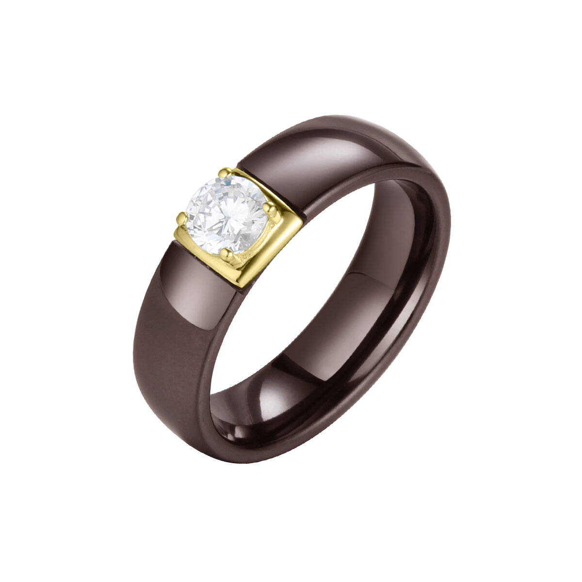 Кольцо, серебро, 925 проба, керамика, фианит