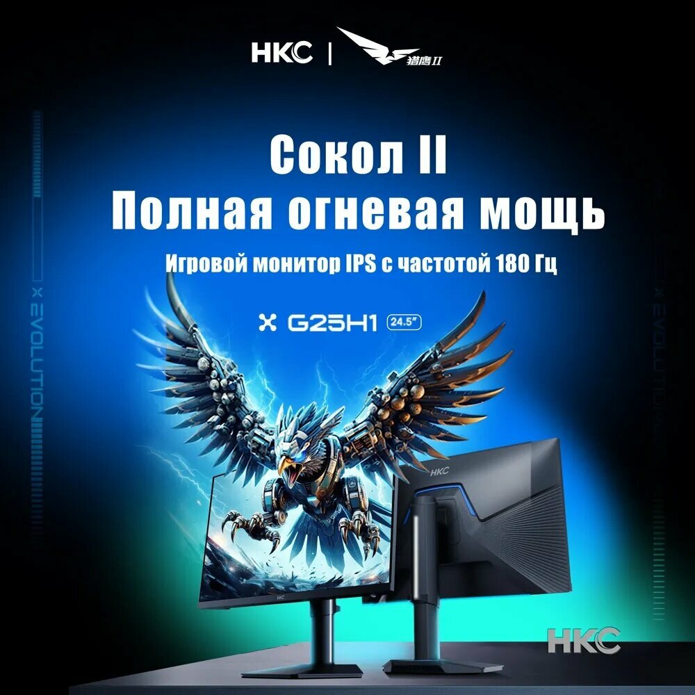 HKC 25.5" Монитор мониторы для компьютера 24 дюйма 240гц Full HD 0.5мс игровой монитор для пк, черный матовый