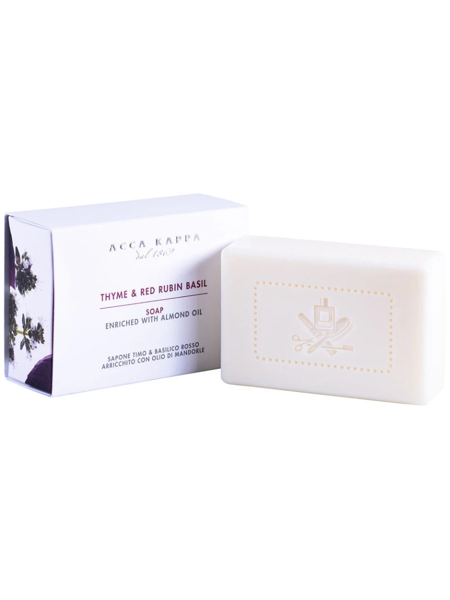 Мыло туалетное твердое Acca Kappa THYME & RED RUBY BASIL (Чабрец и Базилик Красный Рубин), 150 грамм