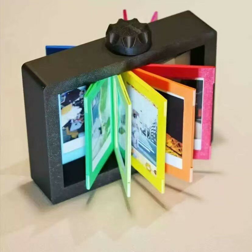 3D-печатный вращающийся держатель для фотографий Polaroid с 12 отделениями для карточек, настольная двусторонняя прямоугольная фоторамка.