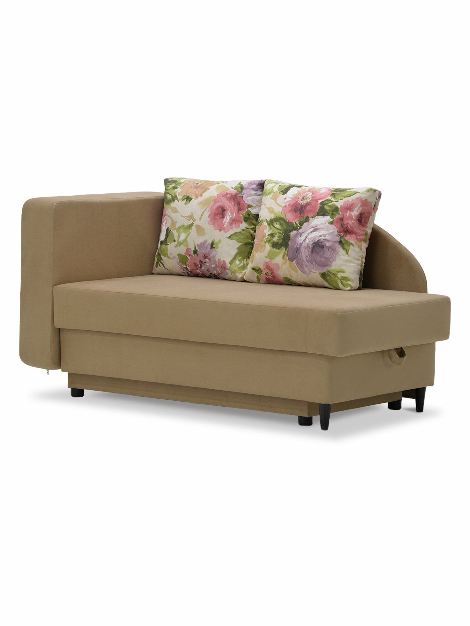 Кушетка Иби , Еврокнижка, размер 147х76х77 см, спальное место:190х72см, левый, бежевый, песочный