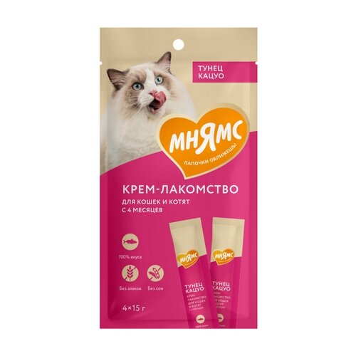 Мнямс Крем-лакомство для кошек с Тунцом Кацуо 15г х 4шт